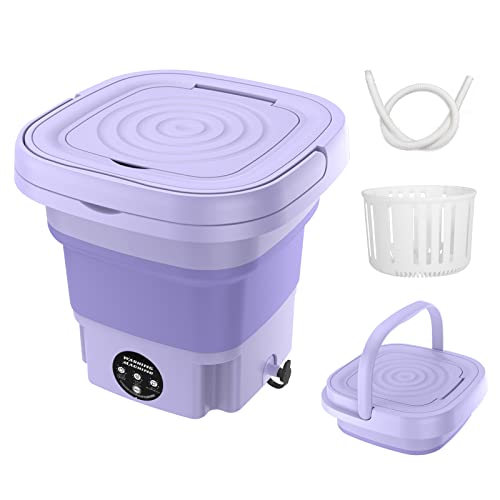 Portable Washing Machine and Dryer Combo, 8L Mini Folding Washing Machine Portable with Disinfection Function, Small Portable Washer and Dryer Combo for Apartments, Dorm, Camping, RV, Travel Laundry