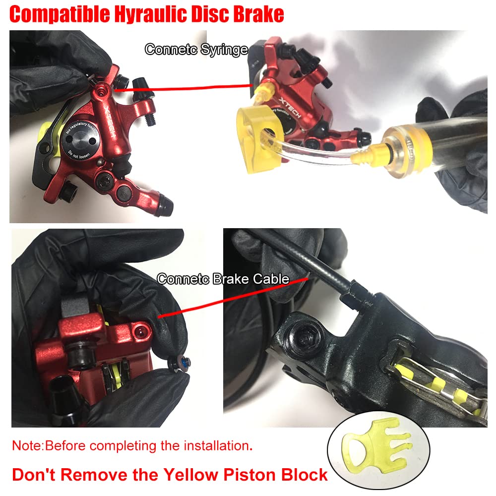 MTB Road HB-100 MTB Road Line Pulling Hydraulic Disc Brake Calipers Front & Rear Mountain Bike Disc Brake E-BIKE Disc Brake (1 Pair Black)