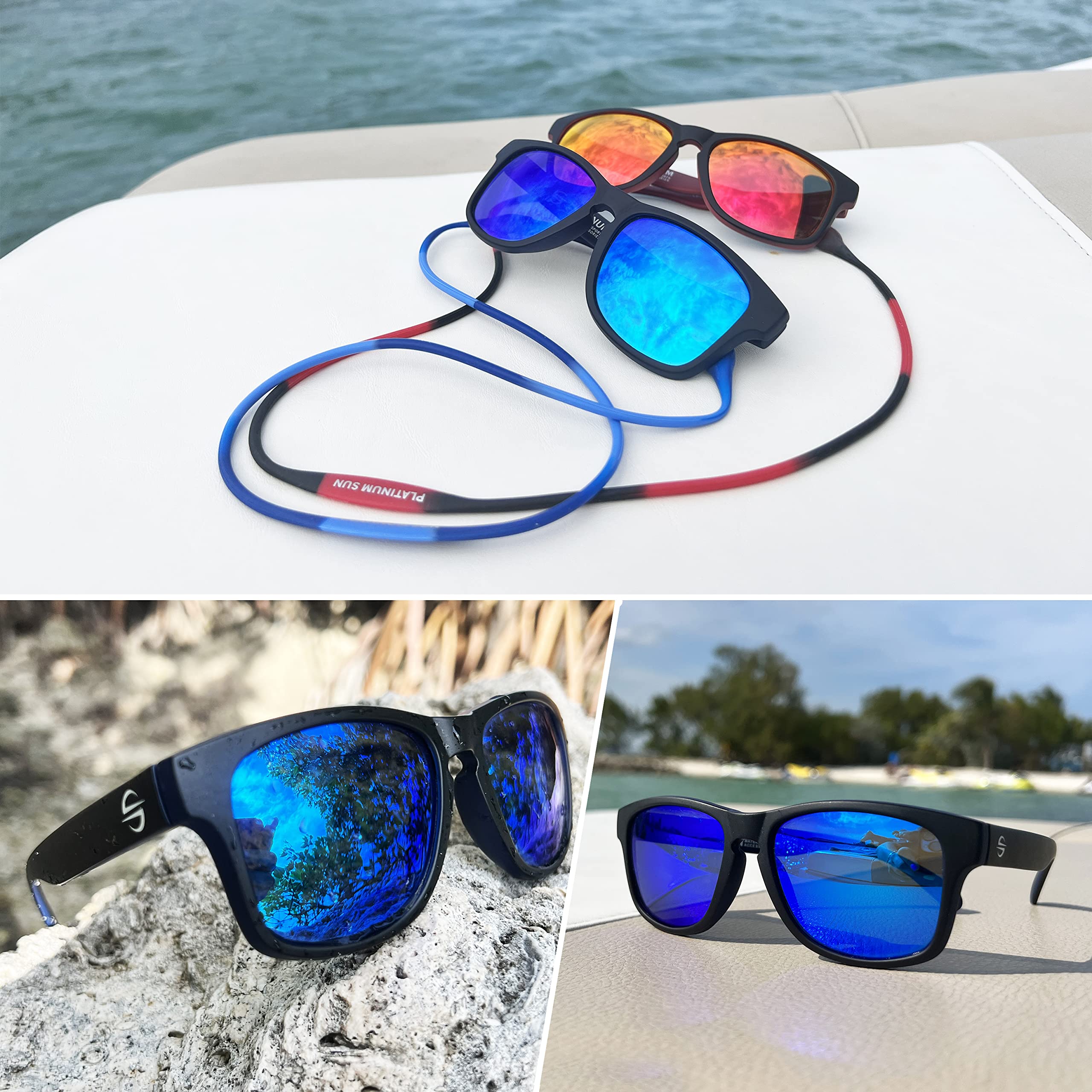 Polarized Floating Sports Sunglasses for Men Women Baseball Running Cycling Golf Durable and Ultralight Frame -Blue