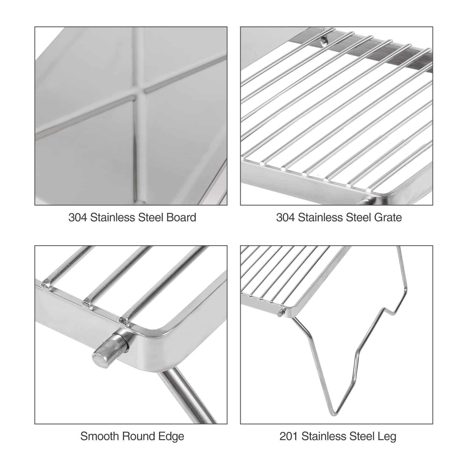 REDCAMP Folding Campfire Grill Grate and Griddle,Stainless Steel Camp Fire Cooking Racks for Outdoor Camping Cooking,16.5x12.5x6.5 Inches