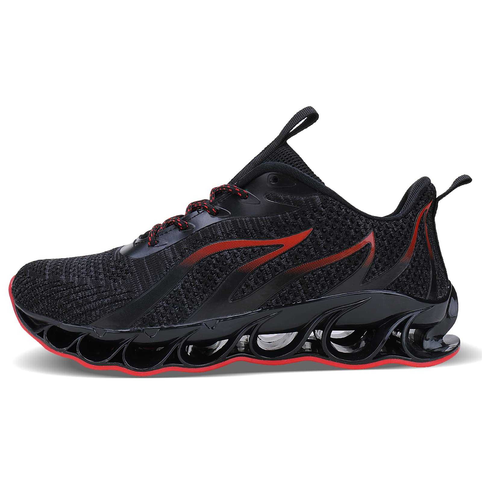Men Athletic Shoes Black Red Mesh Blade Running Walking Sneakers 10.5