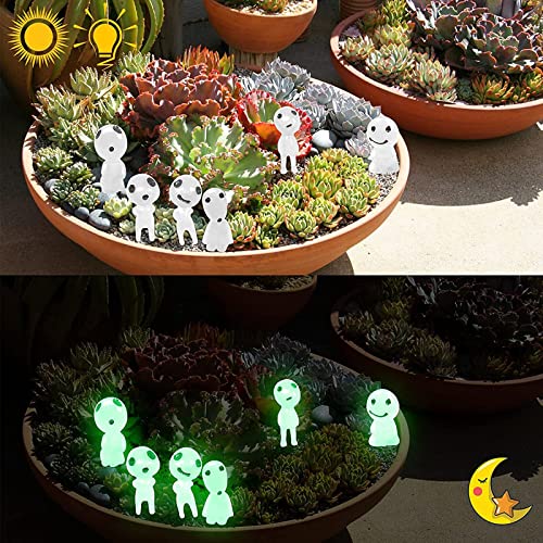 ZFFLYH Princess Mononoke Tree Spirits with Glow in The Dark Rocks and Tree Stump, 62Pcs Luminous Ghost Micro Landscape for Landscape Garden Decoration,Blue