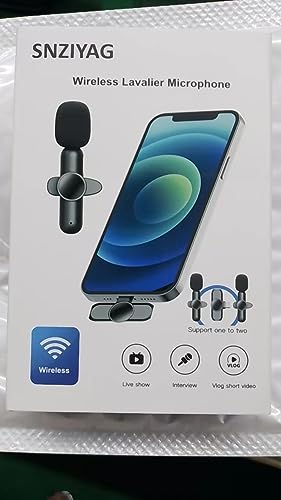 SNZIYAG Wireless Lavalier Microphone for iPhone iPad,Plug-Play Wireless Mic for Recording, Live Streaming, YouTube, TikTok, Facebook, Intelligent Noise Reduction, Auto Sync, No APP(2pcs mic)