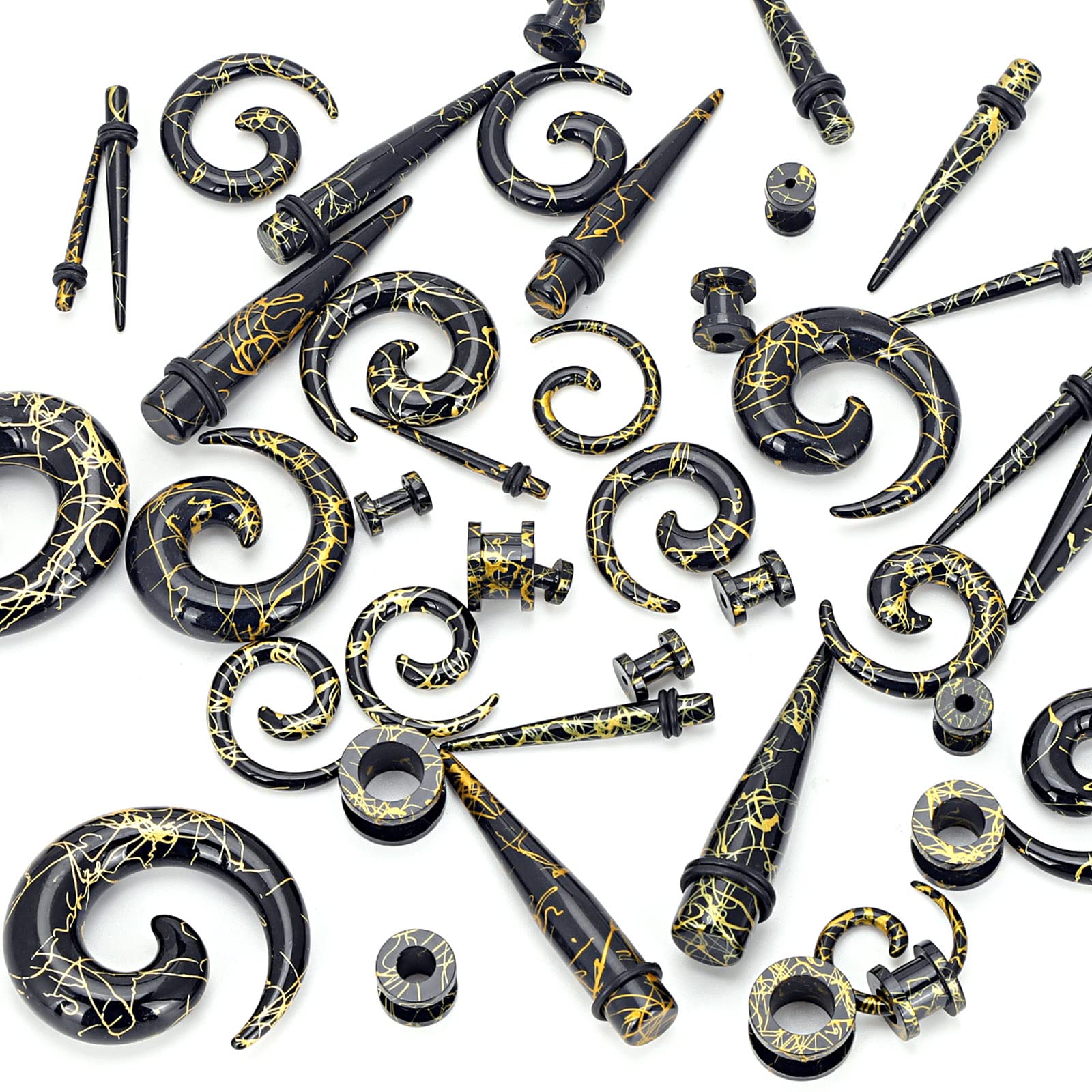 Qmcandy Acrylic Ear Stretching Kit Tapers Tunnels Spiral Expander Set 6pcs Ear Piercing Starter Gauges 00g