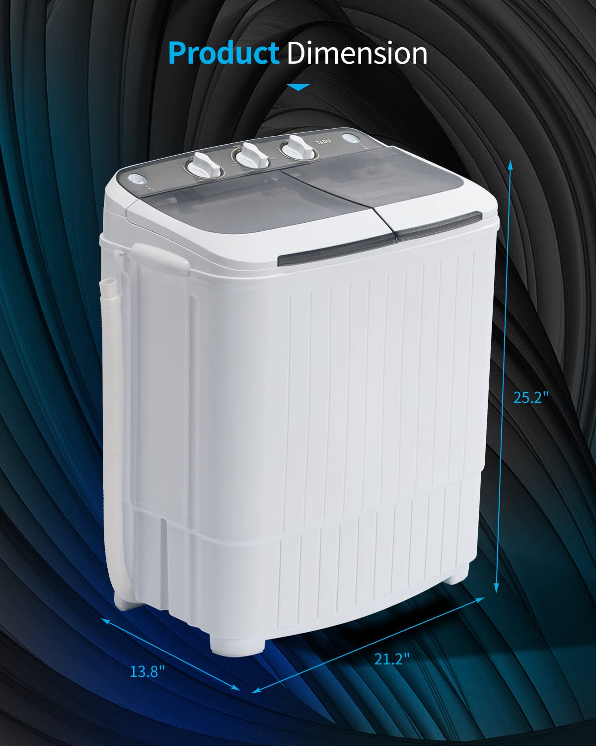 Portable Washing Machine, 2 in 1 Washer Machine, Twin Tub Washing and Spining Combo Machine, 17.6LBS Portable Washer for Apartment, Dorms, RVs, Camping and More (Grey)