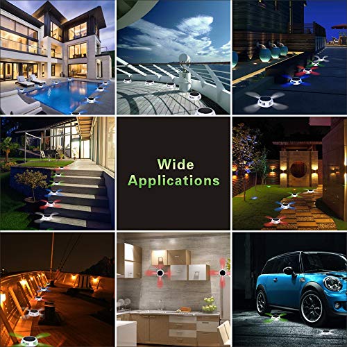 MOWASS Solar Deck Lights, Outdoor Waterproof RGB LED Step Lights,Solar Powered Driveway Garden YardPatio Stair Decor Lights - 4Pack