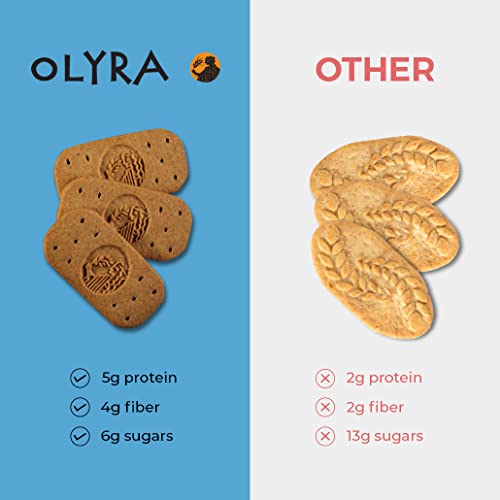 Olyra Breakfast Biscuits Variety Pack | Kids Healthy Snacks | Low Sugar, High Fiber, Plant-Based Protein Cookies | Organic Breakfast Cookies with Ancient Greek Grains | Boost Energy and Immunity 4 Count (Pack of 6)
