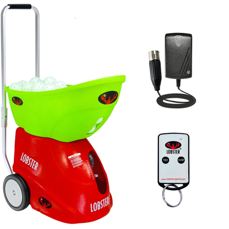 Lobster Sports – The Pickle by Lobster Pickleball Machine – Full-Featured – Adjustable Topspin & Backspin – Lightweight 35 lb – Holds 135 Balls – Horizontal Oscillation – Battery Powered