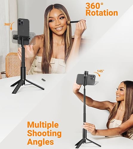 KraftGeek 33" Selfie Stick Tripod for iphone and Android, Wireless Remote, Extendable Phone Tripod Stand, 1/4" Screw Mount for Light/GoPro, Anti-Shake Premium Portable Travel Tripod Cell Phone Stand
