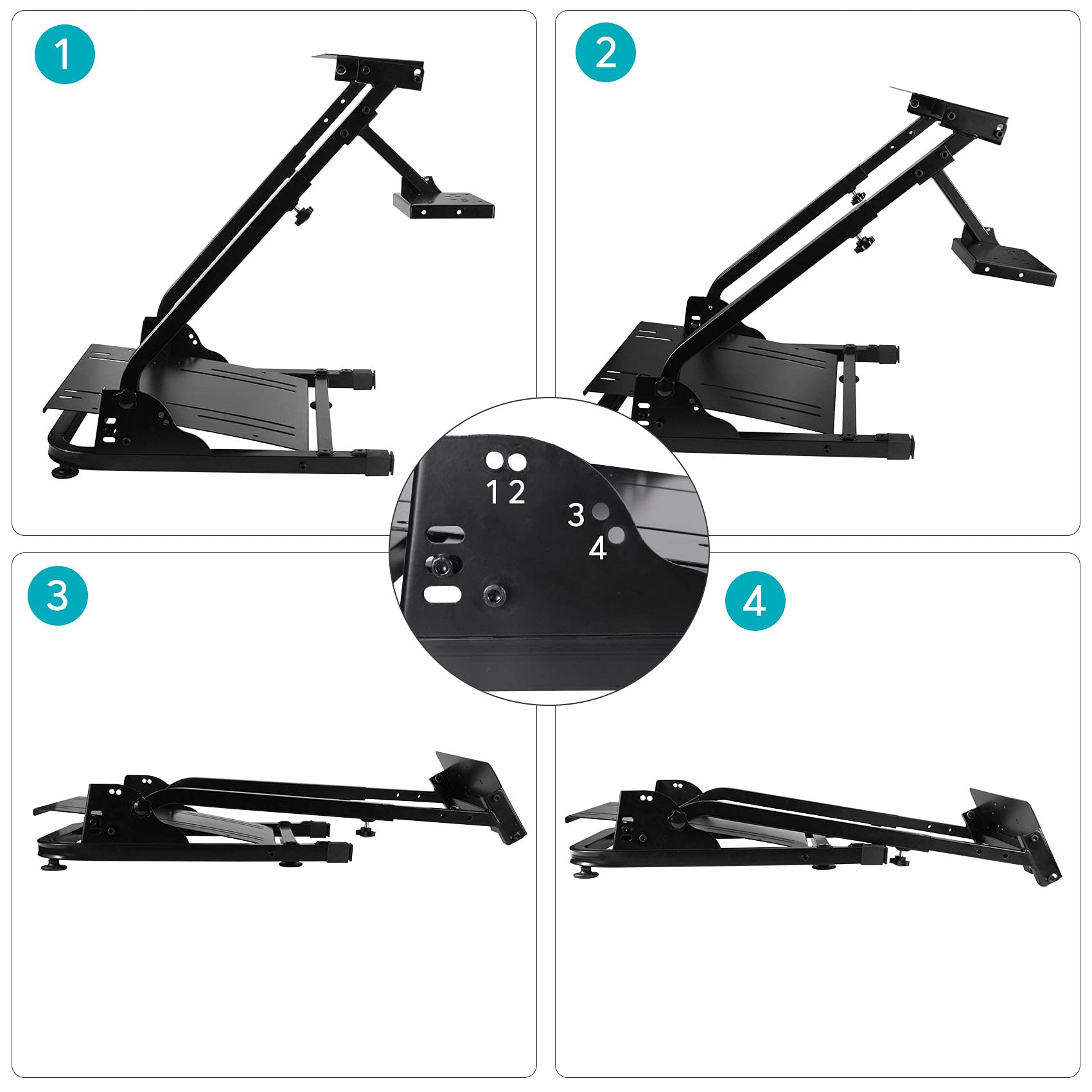 Oswerpon Racing Steering Wheel Stand Fit for Logitech G25, G27, G29, G920 Height and Angle Adjustable Gaming Racing Simulator Wheel Stand Without Pedals and Wheels