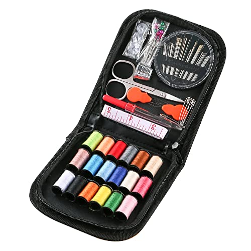Mini Travel Sewing Kit, AUERVO DIY Premium Sewing Supplies,Basic Sewing kit for Adults,Beginners,Home,Emergency Filled with Repair kit and Sewing Needles,Thread,Scissors,Thimble,Tape Measure etc