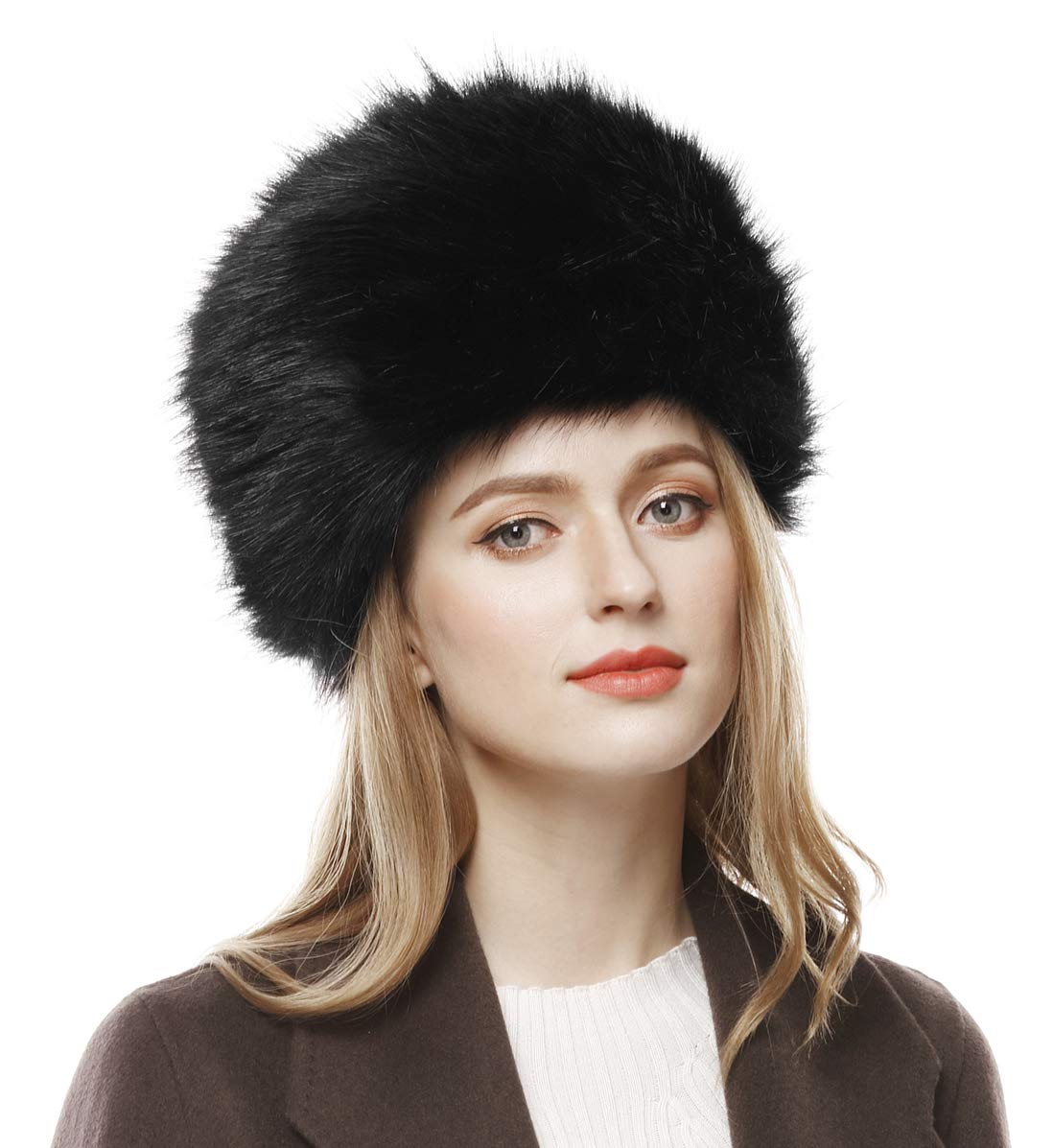 Lovful Winter Women Faux Fur Russian Cossack Style Hat Winter Hat,White
