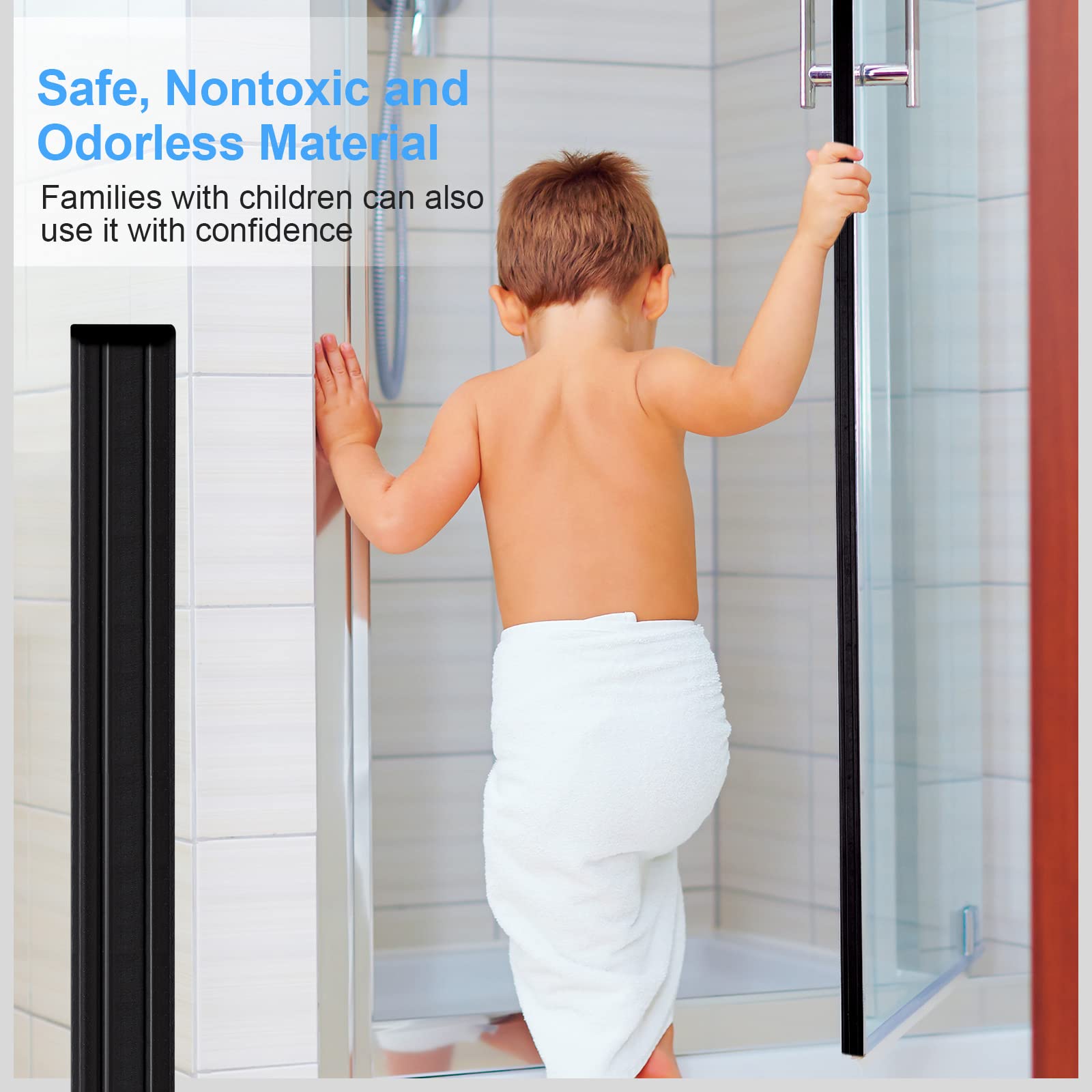 Thicken Shower Door Magnetic Strip Replacement, RV Shower Door Magnet Seal Strip Replacement Magnetic Strip for Framed and Semi Frameless Swinging Glass Shower Doors, 3/8 x 4/25 in(1 Roll,98 Inch)