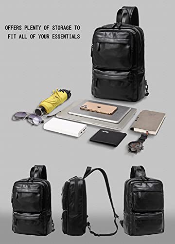 Shaelyka Water-Resistant Black Sling Bag for Men and Women with Soft Microfiber Leather, Brown