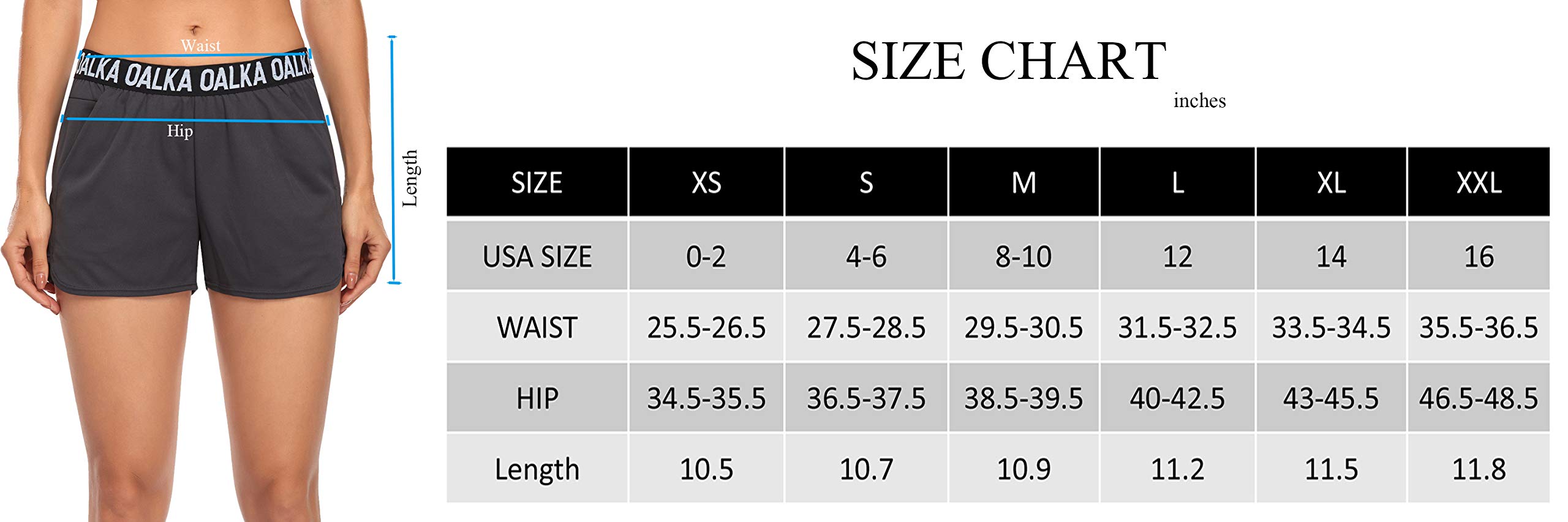 Oalka Women's Running Shorts Workout Athletic Fitness Side Pockets Gym Shorts Black S