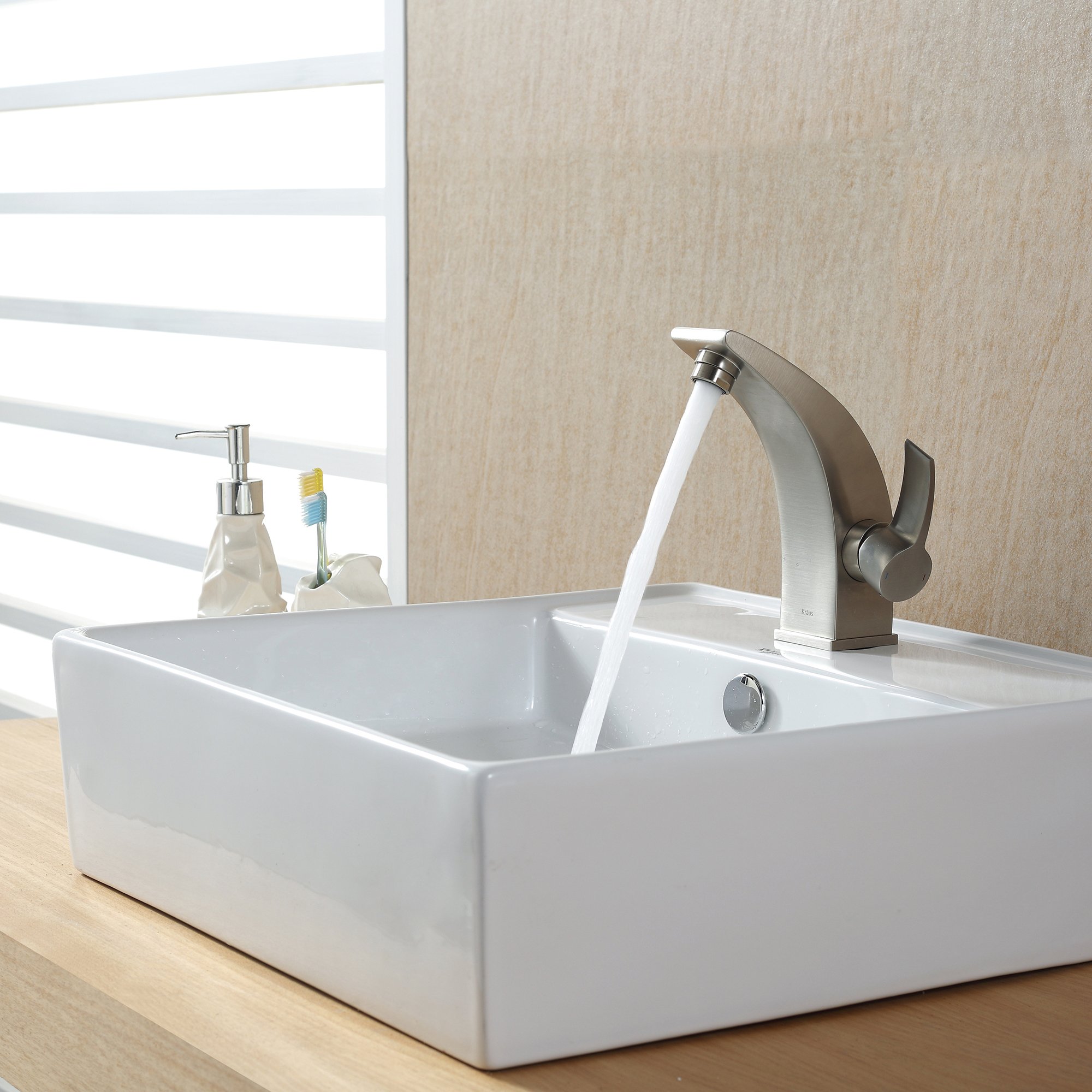 Kraus KEF-14701BN Illusio Single Lever Basin Bathroom Faucet Brushed Nickel