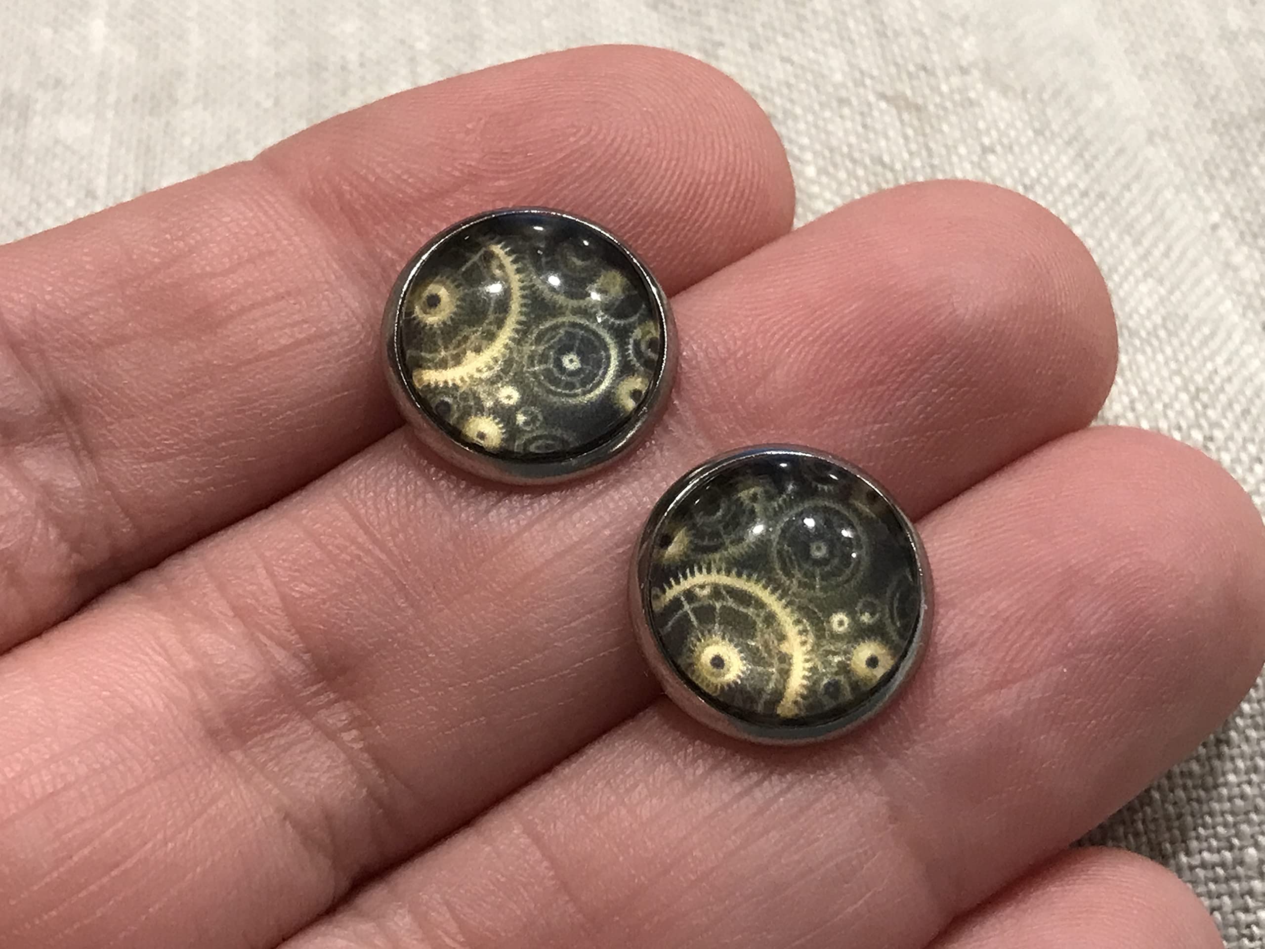 Minimalist Steampunk Earrings, Post Posts Surgical Steam Punk Earrings, Stud Studs Stainless Steel Earrings, Surgical Steel Earrings by AnnaArt72