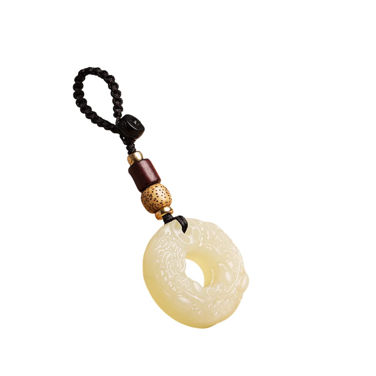 Qordelia Natural Jade Pi xiu Pi yao Key Chain Amulet Car Key Chain for Men Women Bring Wealth Good Luck, Size1