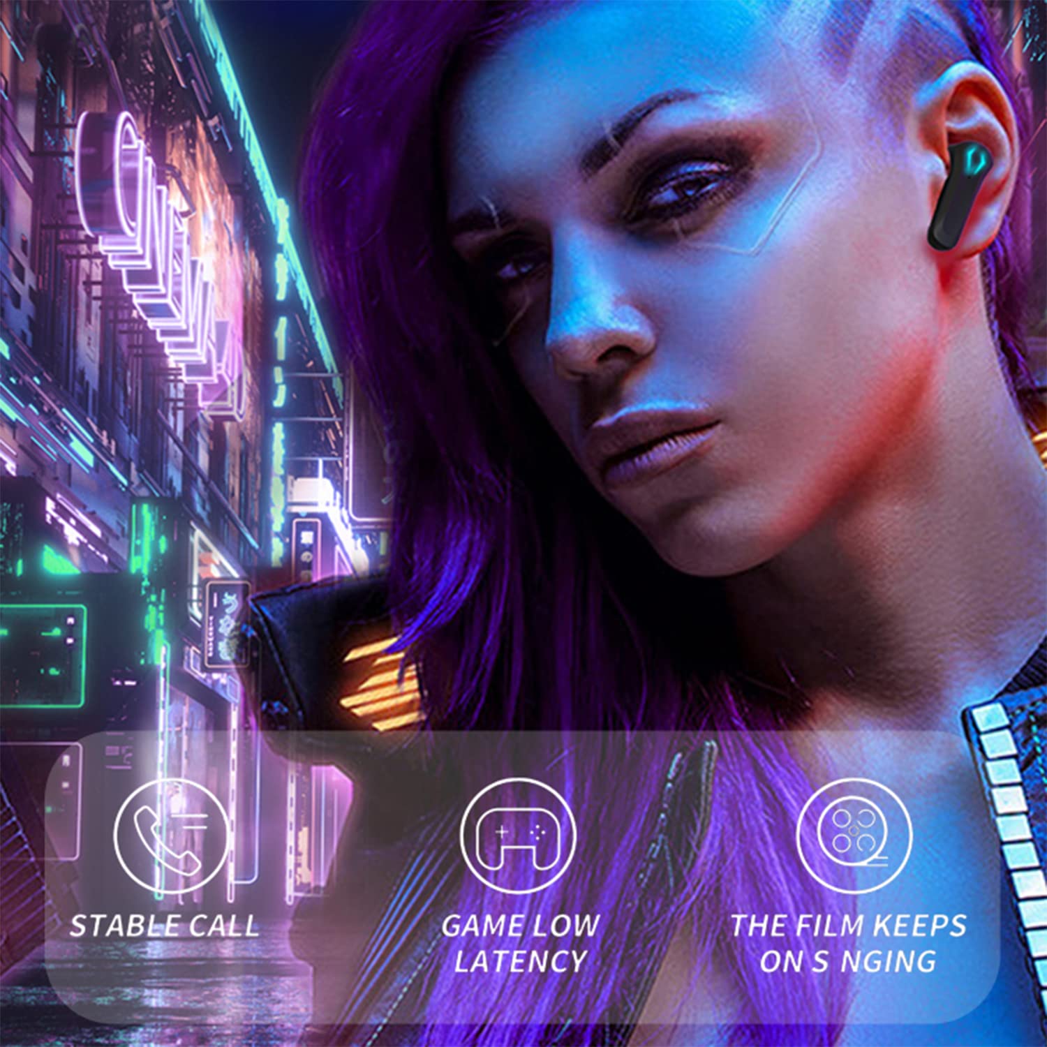 WHITOR Wireless Gaming Headset, Real Game in-Ear Headset, Bluetooth Headset Touch Control, 10m Effective Connection, Headset Noise Reduction and Own LED Light, Long Game Time…