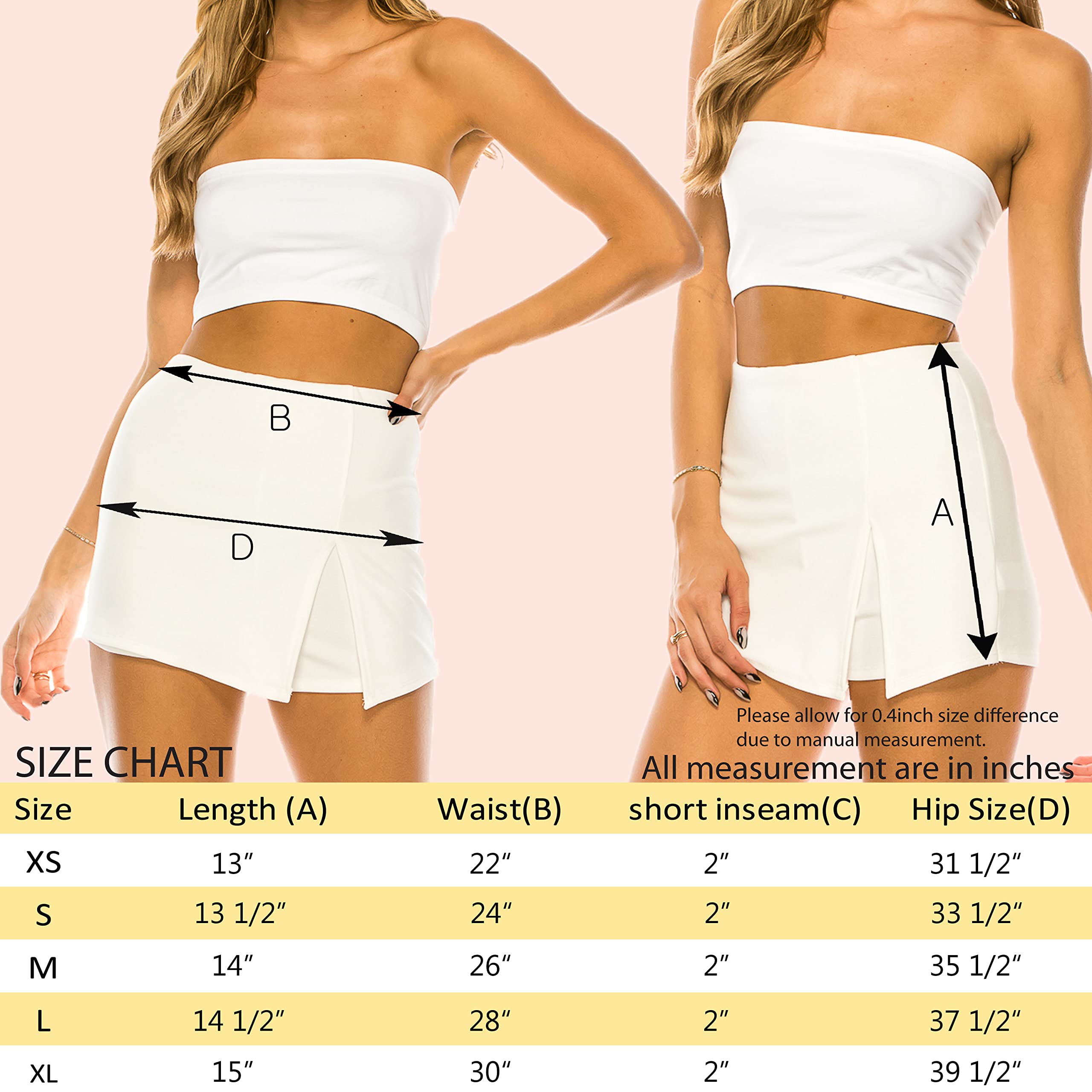 Sheismine Women's Mini Skirt Skort – Casual High Waist Stretch Asymmetrical Skort w/Slit Front A0023SKO Red S