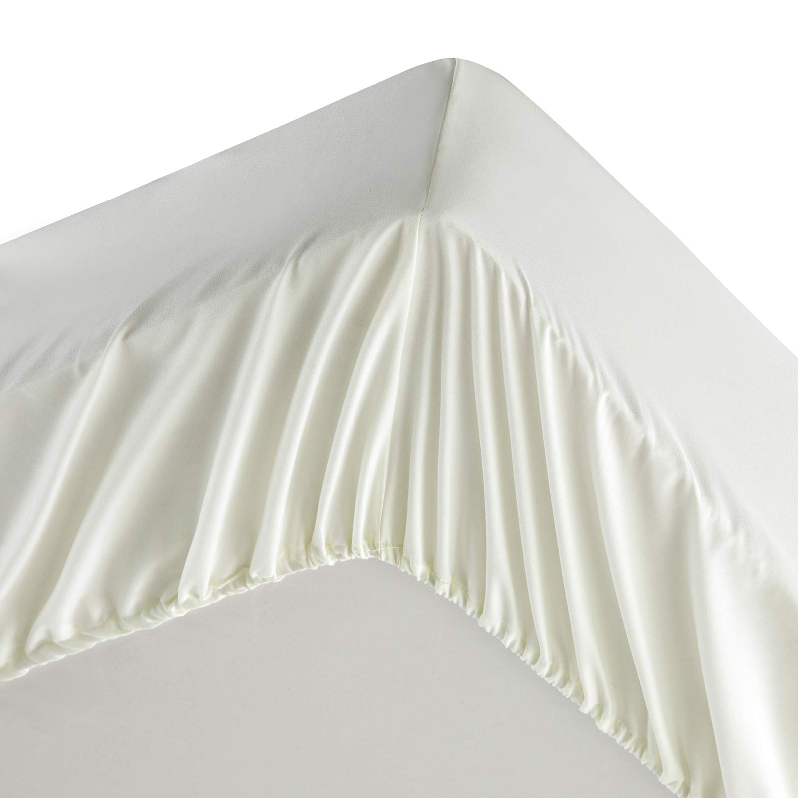 SiinvdaBZX 4 Piece 1800 Thread Count Bed Sheet Set, King Brushed Microfiber Bedding Sheets, 15" Deep Pockets Sheets Set with 2 Envelope Closure Pillowcases, Easy Care (Cream White)