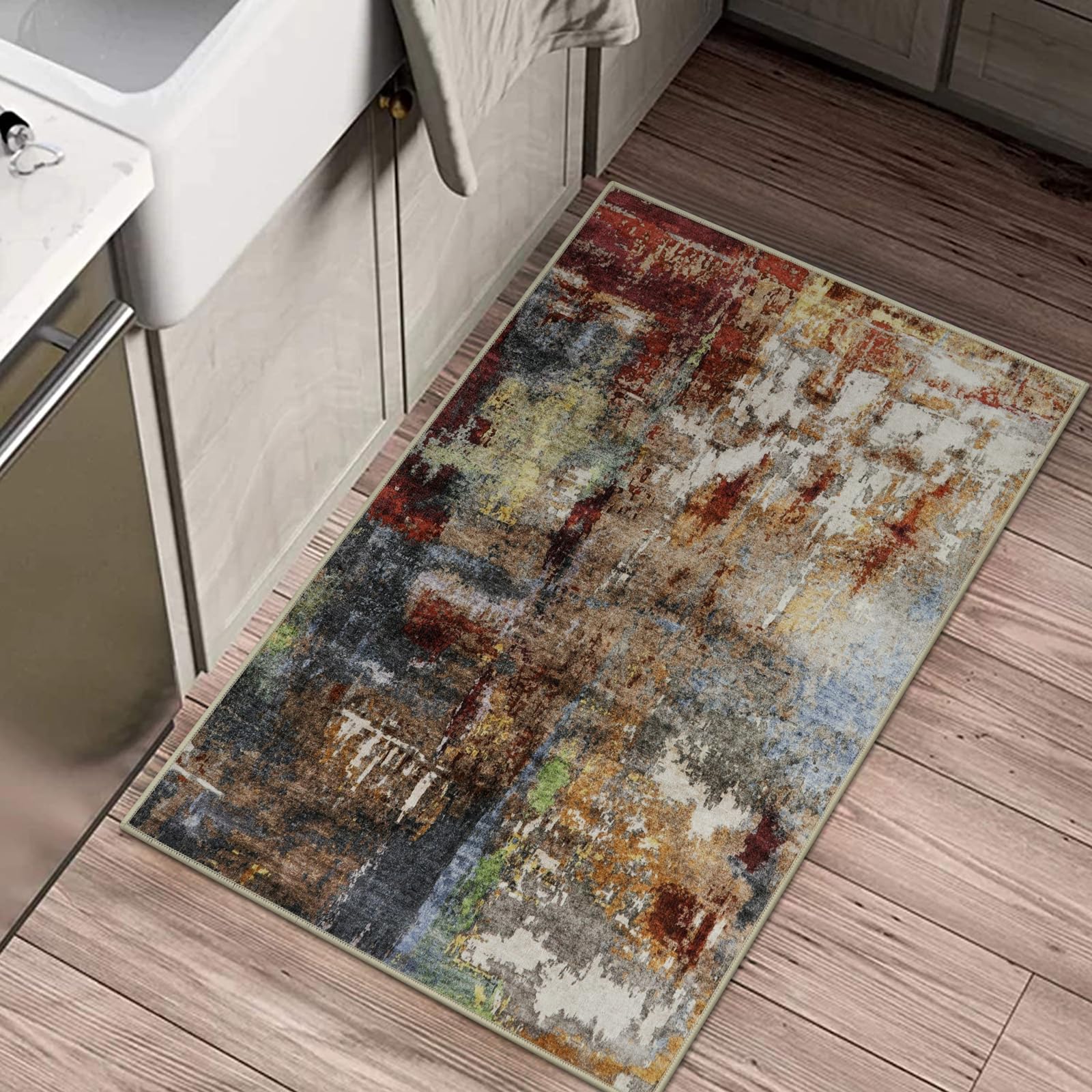 Nailttos Modern Abstract Area Rug, 2x3 Kitchen Rug Non Slip Small Entryway Rug, Machine Washable Low-Pile Indoor Door Mat Accent Rug Carpet for Bathroom Bedroom Kitchen Laundry Room Decor
