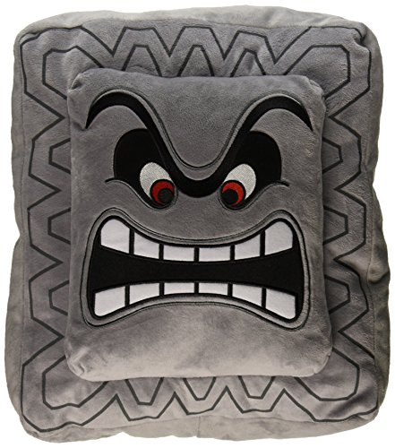 Nintendo Cotton Official Super Mario Thwomp Cushion/Pillow Plush, 12"