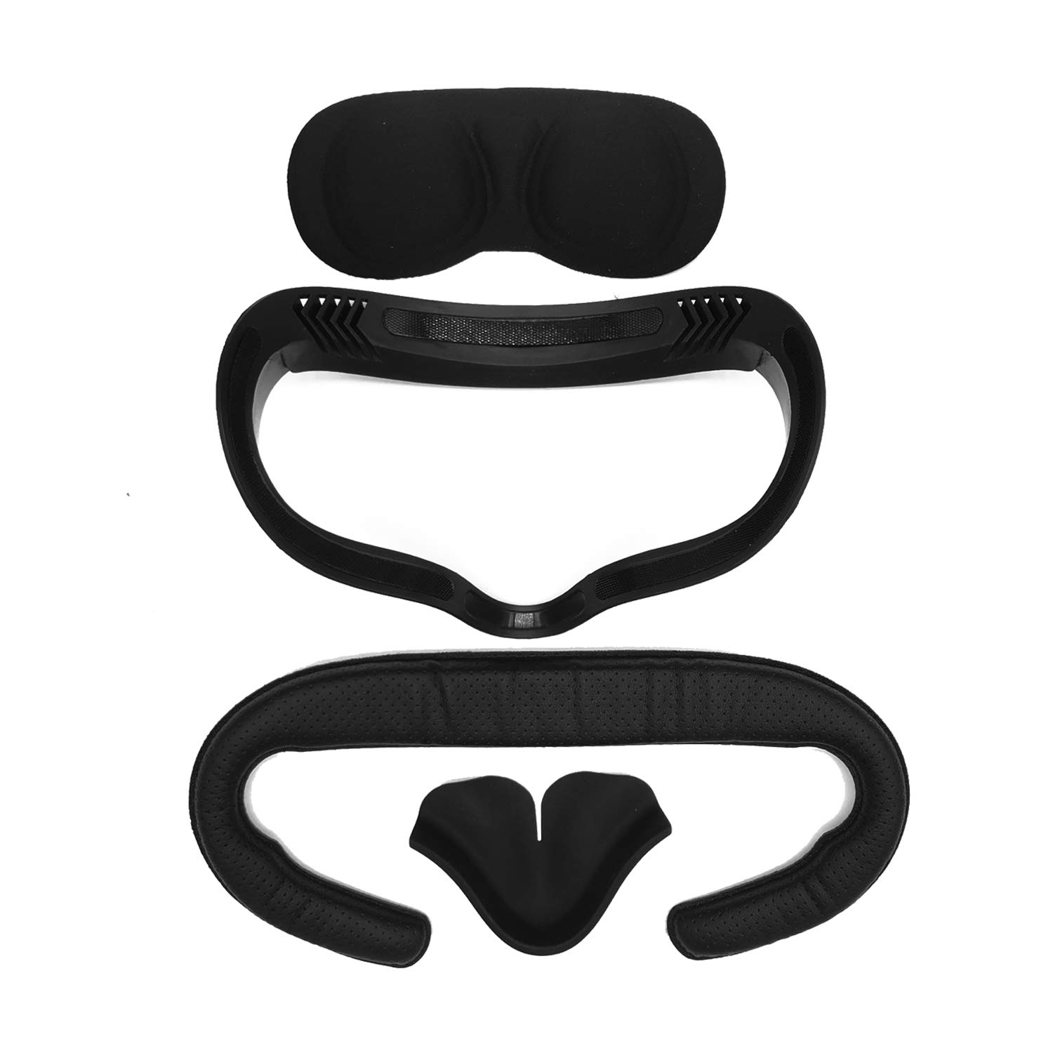 pordsioc Upgrade Facial Interface Bracket & Protein Leather Foam Face Cover Pad & Lens Cover Silicone Anti-Leakage Nose Pad for Oculus Quest 2 Accessories Set 4 in 1
