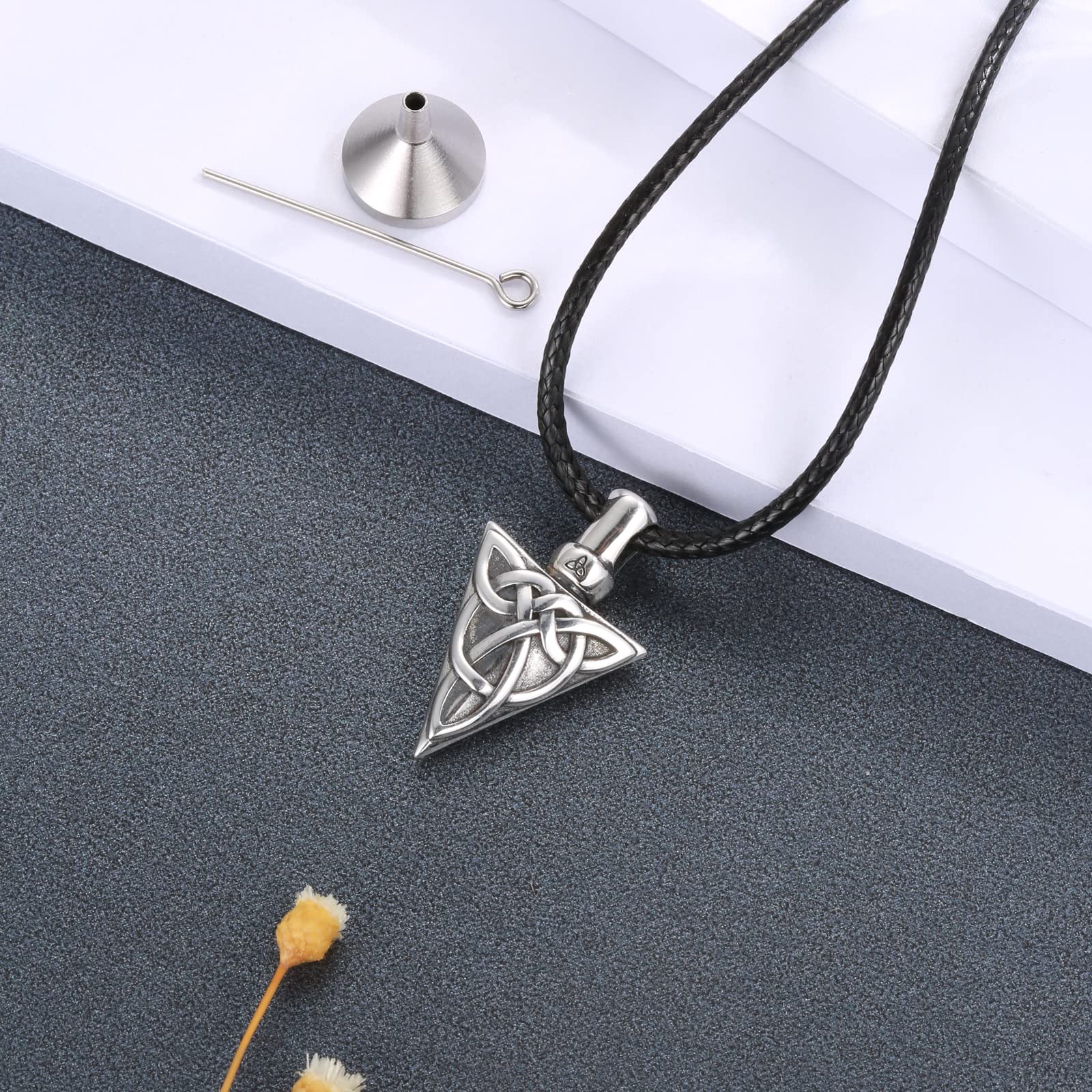 MANBU Sterling Silver Urn Necklace for Men: Arrowhead Memorial Pendant Cremation Ash Jewelry Bereavement Keepsakes Gift for Loss of a Loved One (style 4)