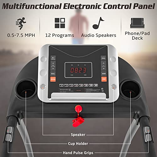 Merax Folding Treadmill 2.5HP Foldable Home Fitness Equipment with LCD for Walking & Running Treadmill with Incline 7.5MPH Treadmills for Home Cardio Exercise Machine