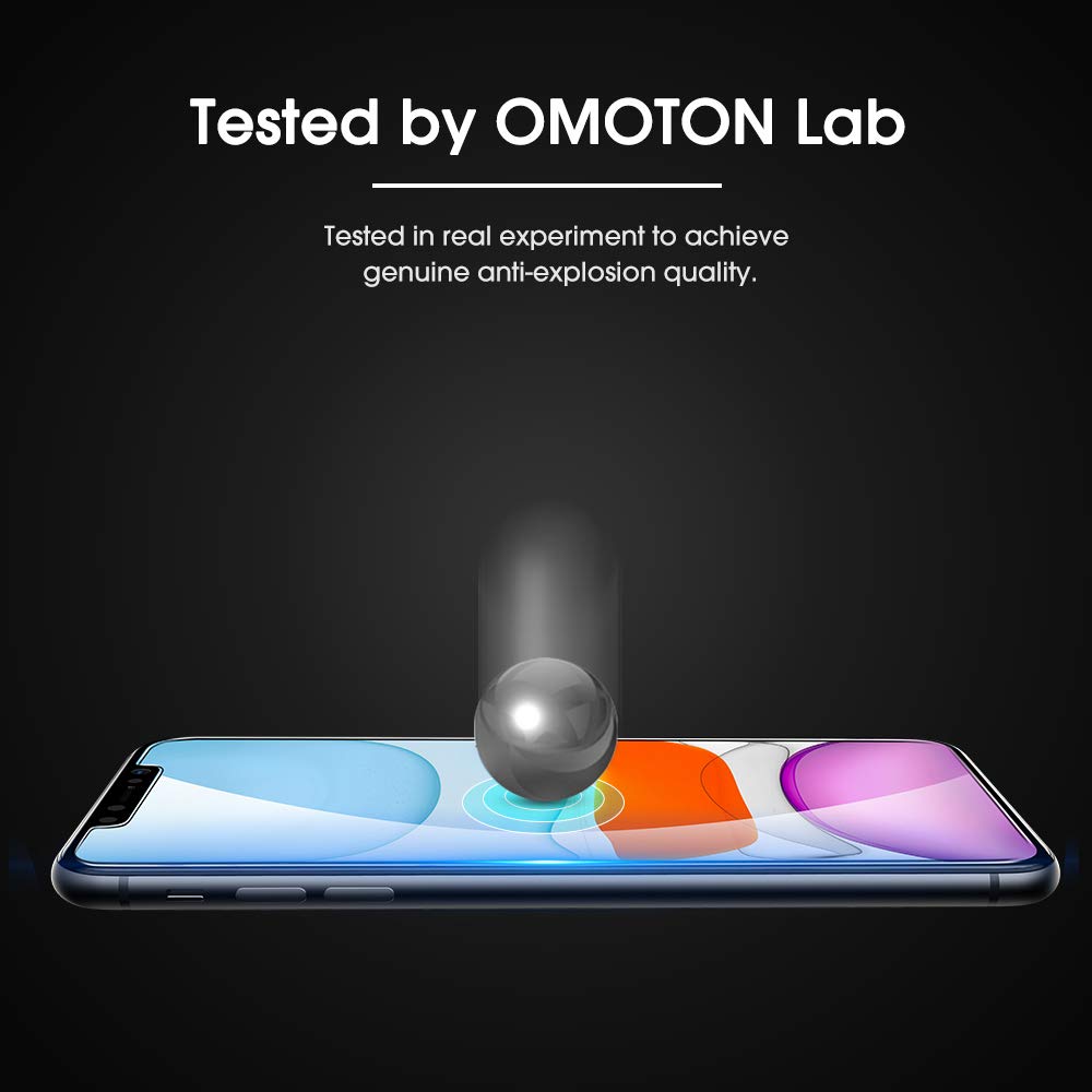 OMOTON [4-Pack] Screen Protector for iPhone 11 / XR (6.1inch) - Tempered Glass / Guide Frame / Easy Installation