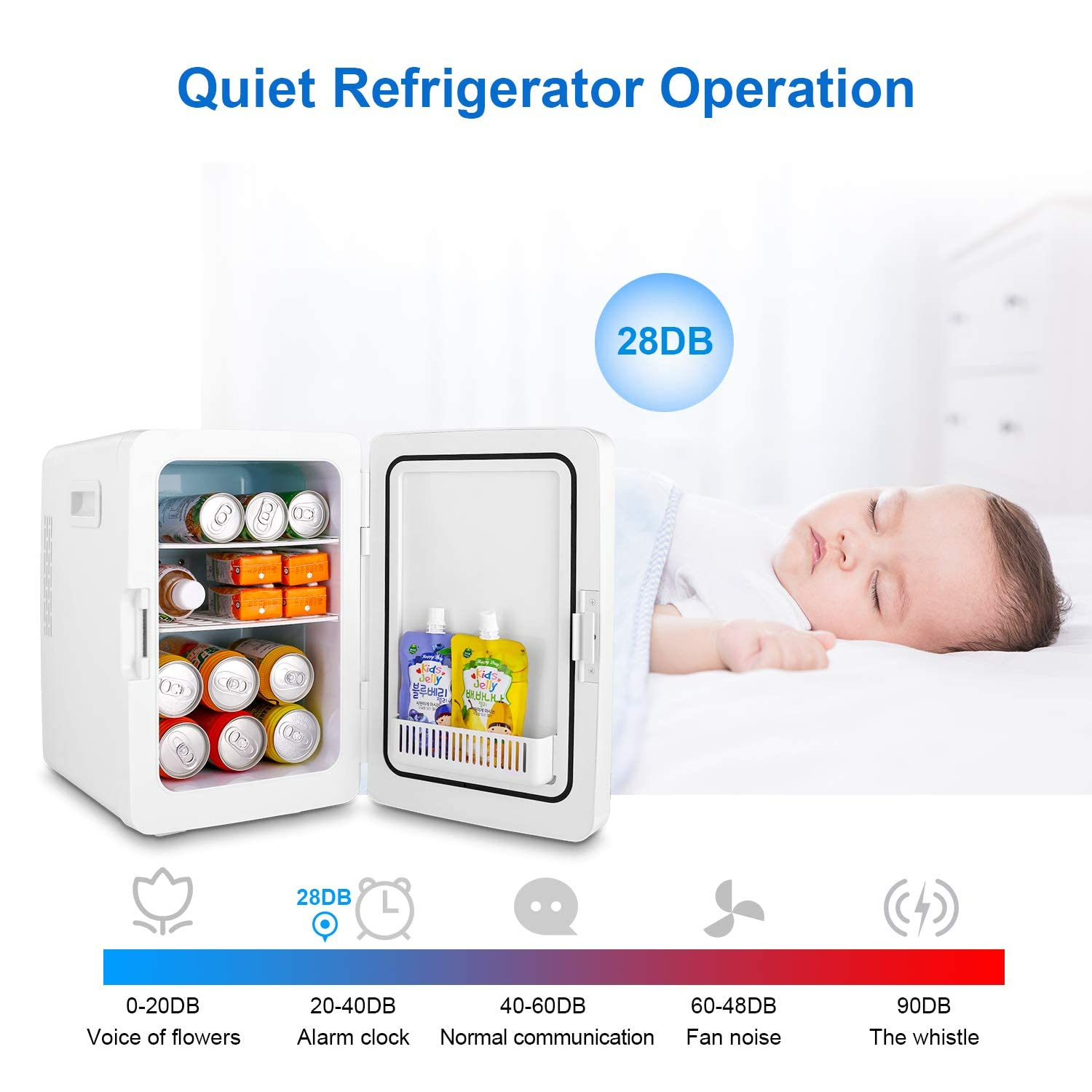 Mini Fridge 20Liter Portable AC/DC Powered Cooler and Warmer, Compact Refrigerator with Digital Thermostat and Control Temperature for Bedroom, Office, Dorm, Car &ect