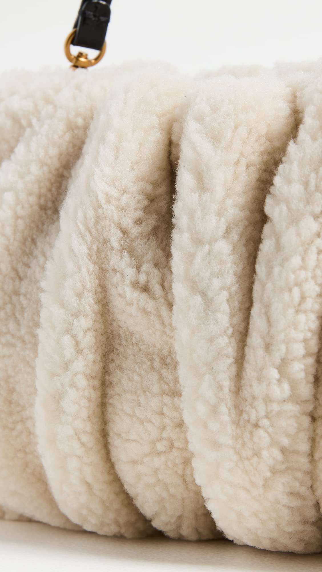 STAUD Women's Bean Shearling Convertible Bag, Cream, Off White, One Size