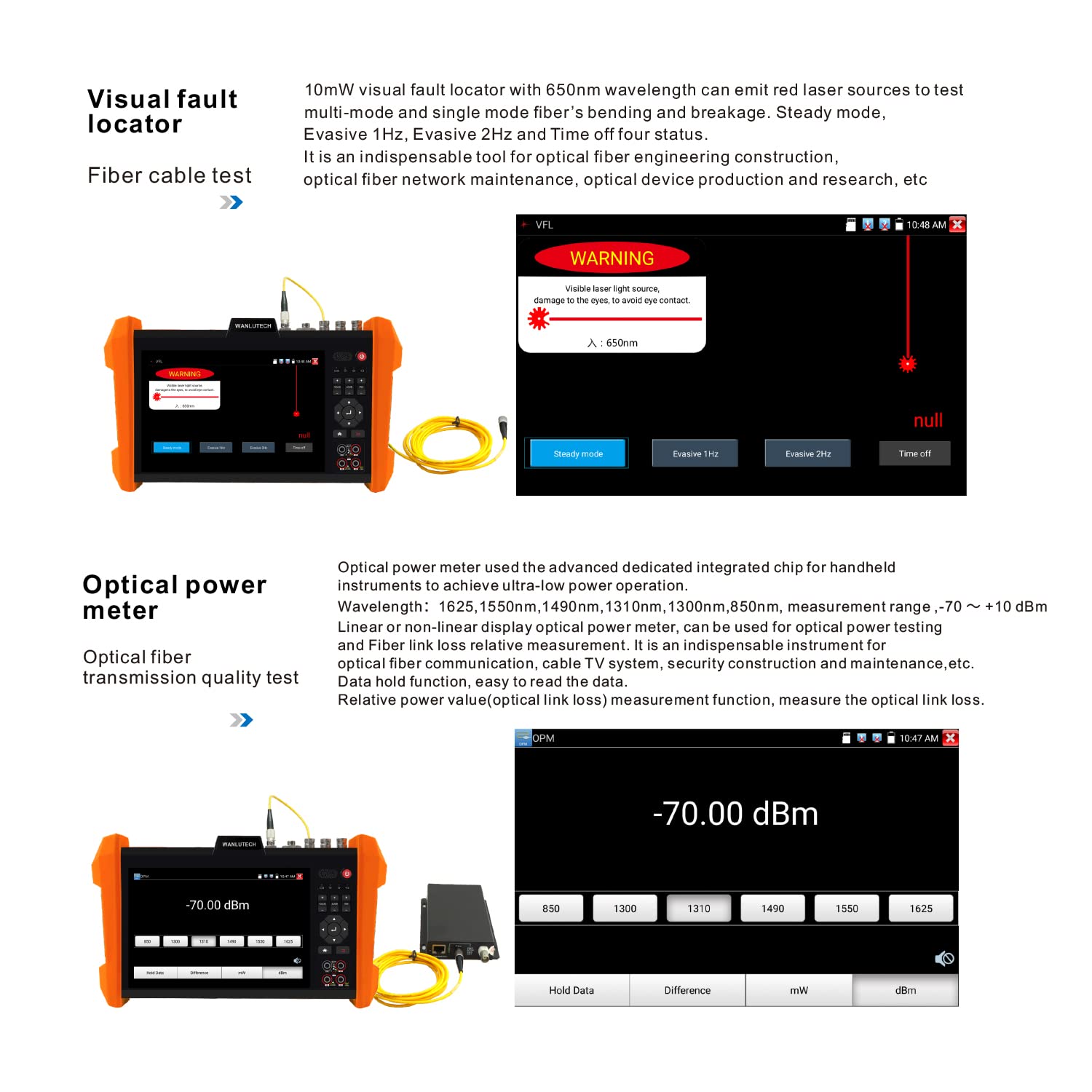 WANLUTECH CCTV Tester, Upgraded 8K IPC Tester SFP Optical Module Port Support 8MP AHD/CVI/TVI/SDI/CVBS Test Feature OPM/VFL/DMM/HDMI in/VGA in/TDR Breakpoint Test (K15-CLMOVTADHSEFG)