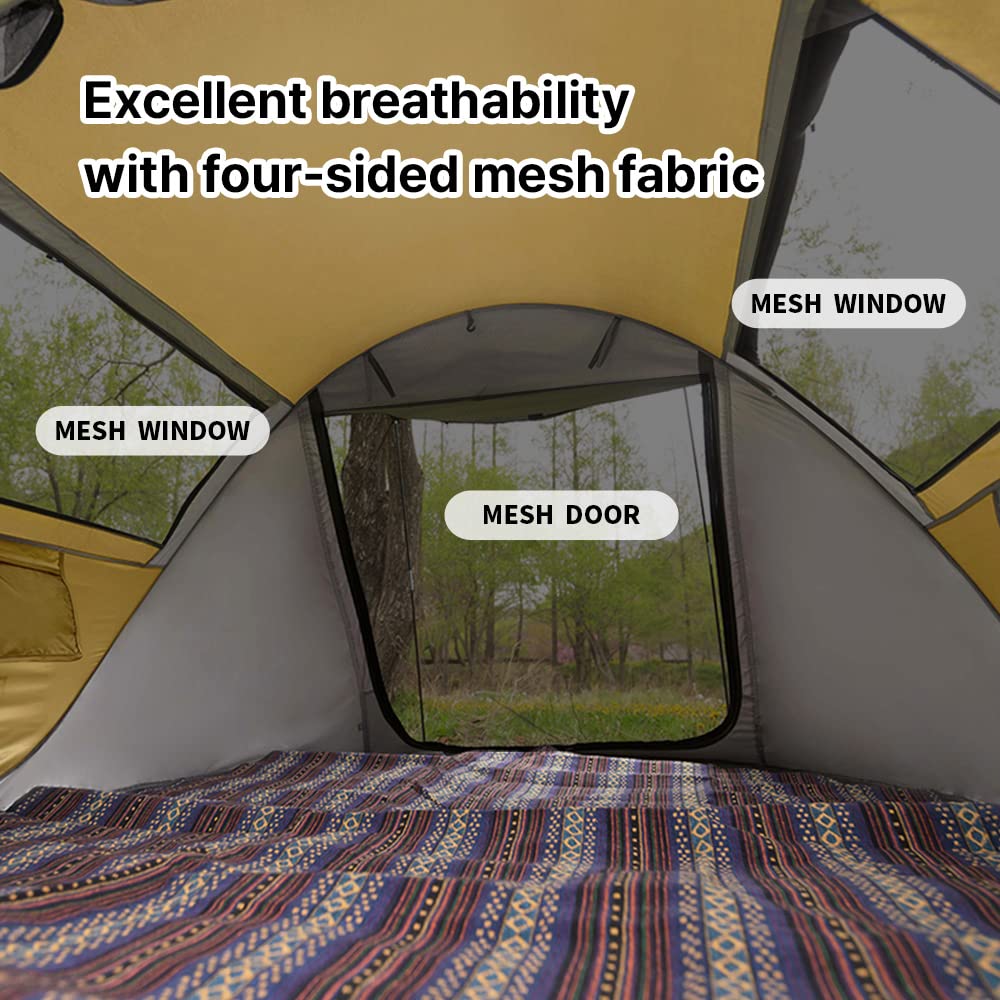 ROTICAMP Canopy Camping Tent Pop Up Tent 4-5 Person, Automatic Setup, Instant Tents for Camping, Hiking & Traveling, Olive Khaki