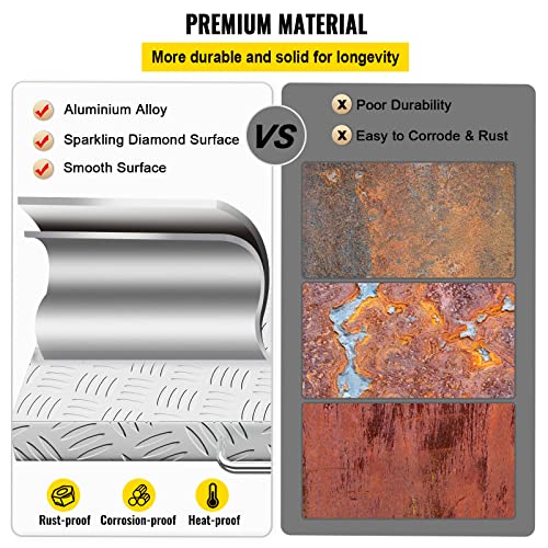 VEVOR Griddle Cover, Compatible with Blackstone 28" Griddle, Light Aluminum Diamond Plate Sheet Grill Lid with Stainless Steel Handle for Outdoor BBQ Black Stone Grill Accessories, Silver