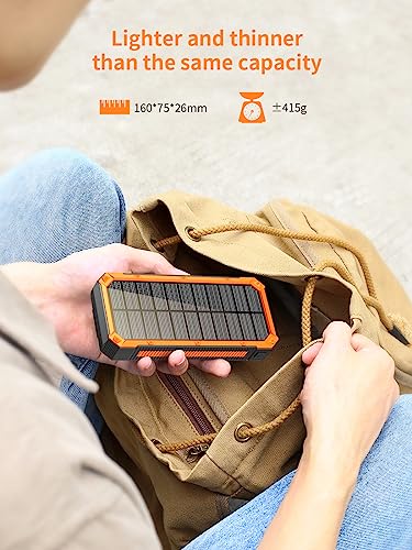 Power-Bank-Solar-Charger - 30000mAh Solar Power Bank, PD 20W Fast Charger,Drop-Proof Waterproof Dustproof Built-in LED Flashlight for iPhone, Tablet, Samsung and More USB Device(Orange)