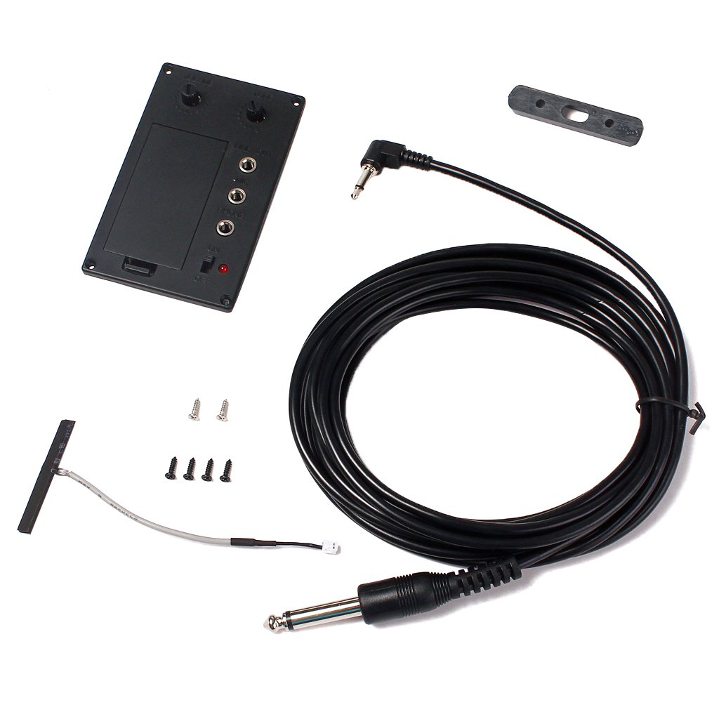 MonkeyJack Durable Violin Silent EQ Preamp Pickup with Plug Hole Cable Screws Set 4/4 Violin Parts