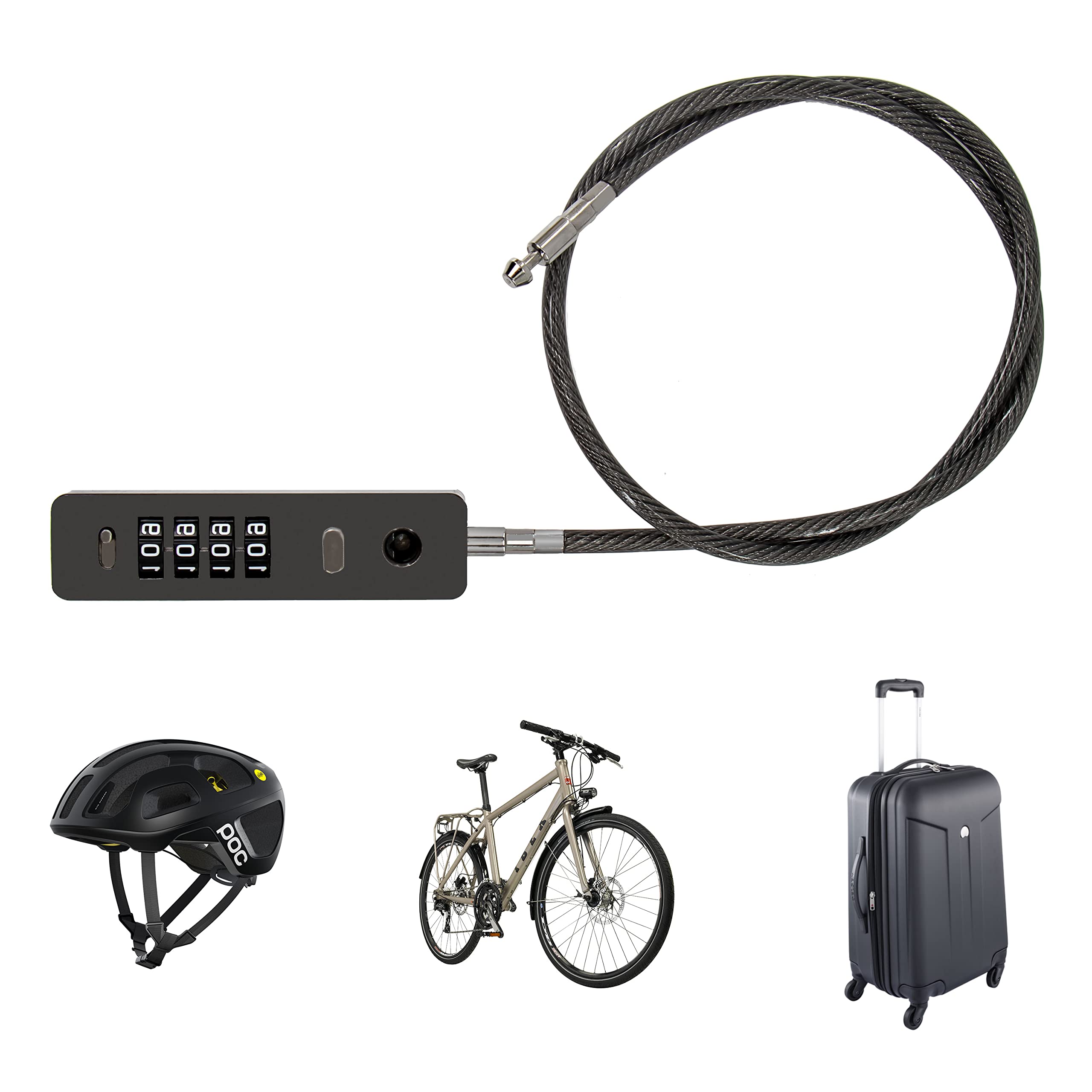 Zolunu Combination Lock Cable Security Steel Cable Luggage Lock Weatherproof with Resettable Code, Braided Steel Coated Anti-Theft Cable Lock