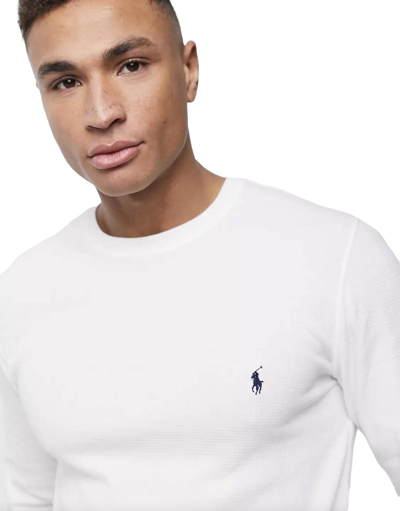 Polo Ralph Lauren Mens Long Sleeve Waffle Knit Crewneck, M, White