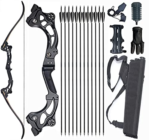 Monleap 64' Recurve Bow and Arrows Set for Adults Archery Takedown Bow Survival Bow Hunting Longbow Metal Riser Right Hand for Target Shooting Practice(40lb), Black