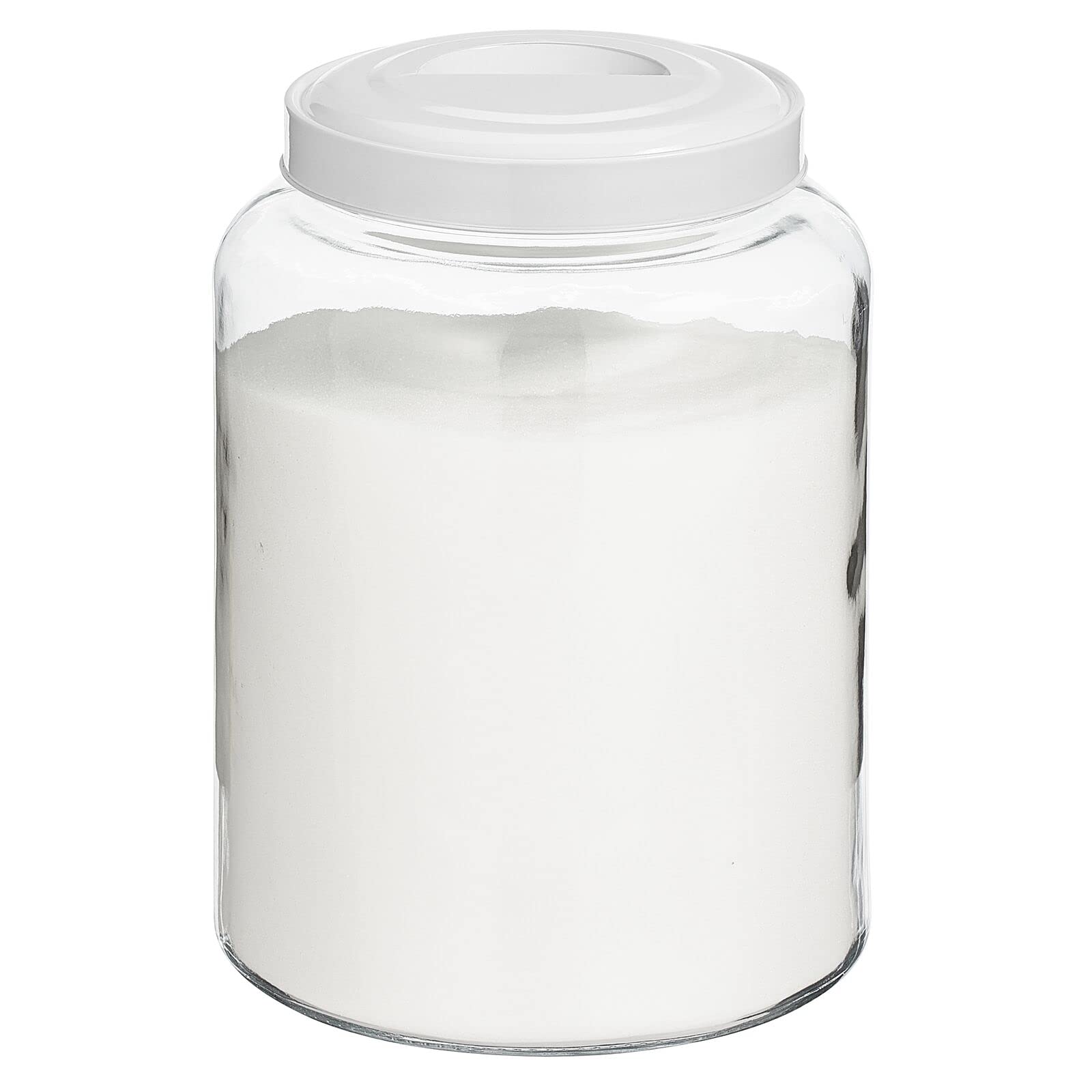 mDesign Medium Storage Glass Canister with Airtight Metal Lid for Kitchen Pantry, Counter, or Cabinet - Container for Food, Snacks, Cooking or Baking Supplies - Home Sort Collection - Clear/White