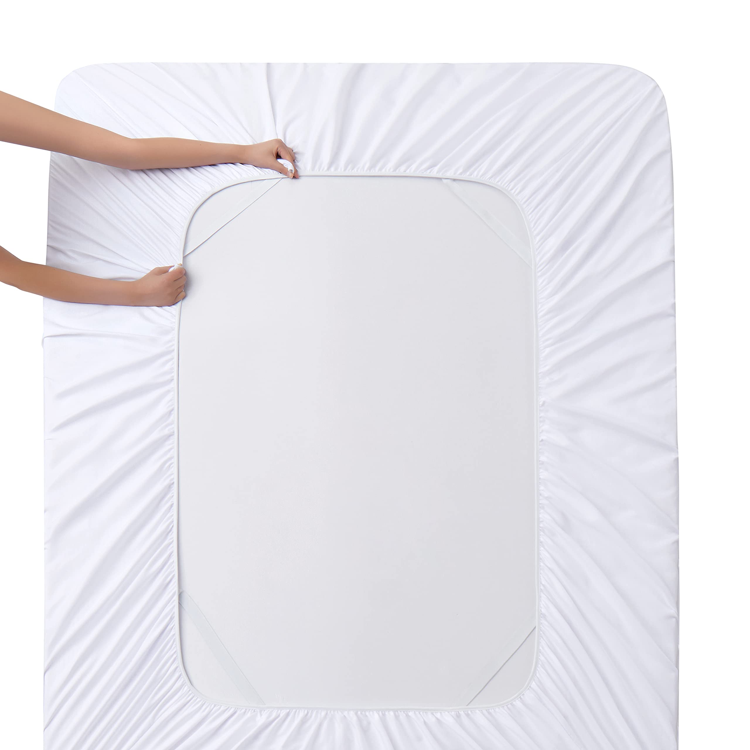 Manyshofu Extra Deep Pocket Queen Sheet Sets - Hotel Luxury 1800 Thread Count Sheets & Pillowcases - Microfiber Bedding Set up to 24" Mattress - Pure White Bed Sheets 18-24 Inch Deep Pockets - 4 Piece