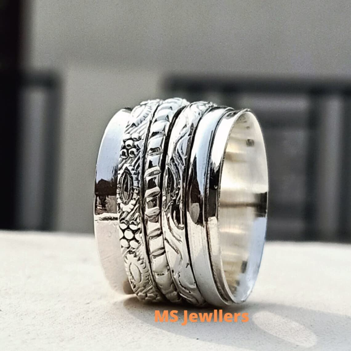 Spinner Ring-925 Sterling Silver Spinner Ring-Meditation Ring-Spinner Rings For Women-Bohemian Ring By SILVERJEWELRY (10 US)