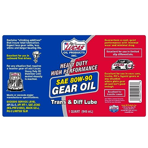 Lucas Oil 10043 SAE 80W-90 Heavy Duty Gear Oil - 1 Quart
