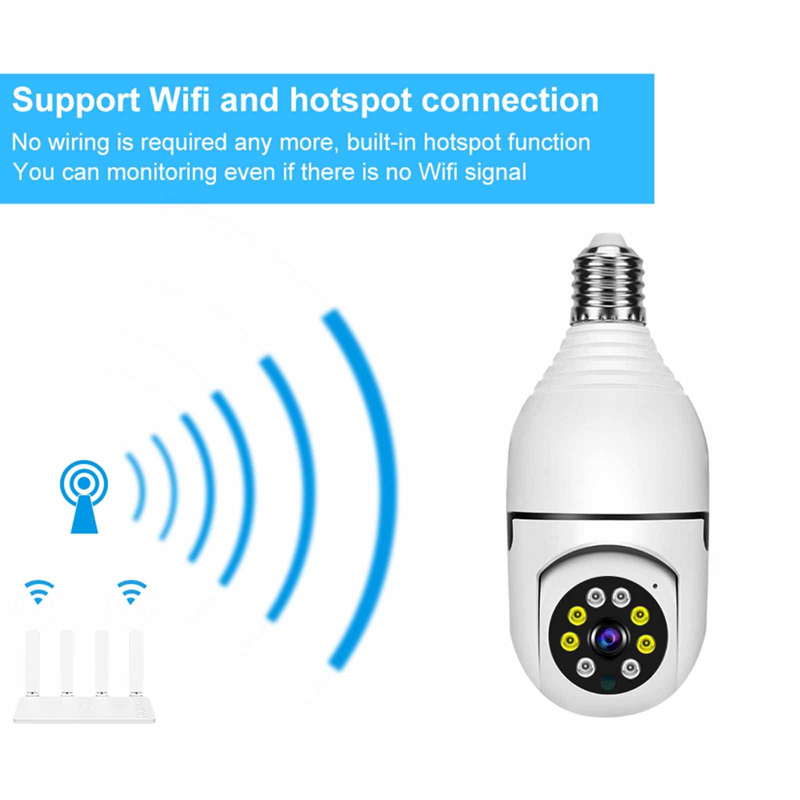 Lovskoo Security Camera Full Color Night Vision Light Bulb Security Camera Waterproof 1080p Cameras for Home Security Outside Wifi Dog Pet Camera 360 Camera Strong Magnetic Installation Free