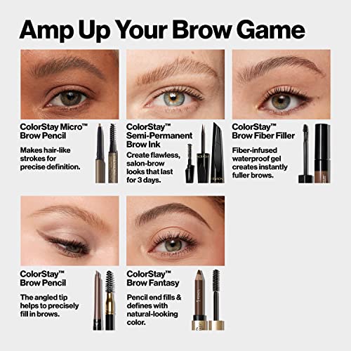Revlon ColorStay Micro Eyebrow Pencil with Built In Spoolie Brush, Infused with Argan and Marula Oil, Waterproof, Smudgeproof, 454 Medium Brown (Pack of 1)