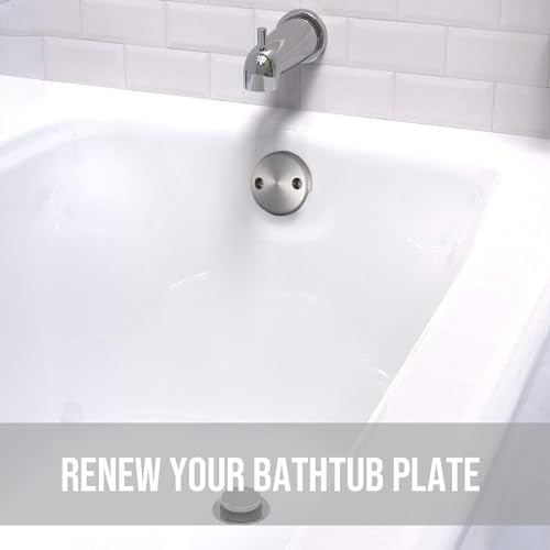 UNI-DRAIN Universal Bathtub Overflow Drain Face Plate 2 Hole Tub Overflow Drain Plate Matching Screws(Nickel Brushed)