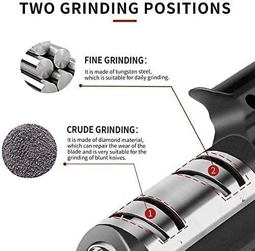 NesRabbit Knives Sharpener, Kitchen Professional 4 in 1 Blade Sharpening Tool, Tungsten Steel/Diamond, Polish & Grind Out A Sharp & Bling Knife, strong and sturdy, Chef's Best Choice (Color : Black)