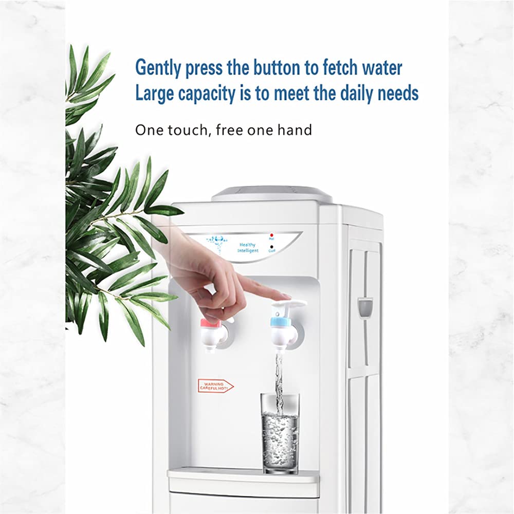 Water Dispenser,Top Loading Hot & Cold Water Cooler 5 Gallon Water Dispenser.Child Safety Lock, Storage Cabinet and Anti-Scalding Design, for Indoor Home Office(White)